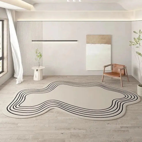 Minimal Line Irregular Carpet │ Modern thick Plush Soft Rug for living ...